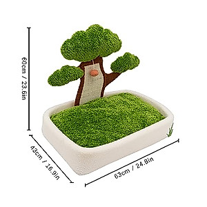 Cat Bed Small Dog Bed with Hanging Ball & Rattan Mat, 23.6'' Faux Fur Plush Indoor Soft Cat Bed Anti Anxiety Calming Pet Bed Removable Square Cushion Washable