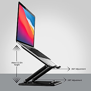 Laptop Stand , Ergonomic Laptop Stand for Desk Adjustable Height, Portable Laptop Riser Holds Up Compatible with MacBook More Laptops 10- 15.6 inches - Black