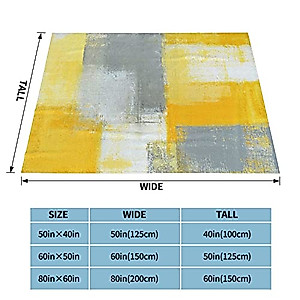 Yellow Grey Abstract Soft Flannel Fleece Blanket Breathable Throw Blanket Halloween Chirstmas Days Rustic Cozy Blanket for Couch Sofa Bed Living Room Suitable for All Season 50x60 inch