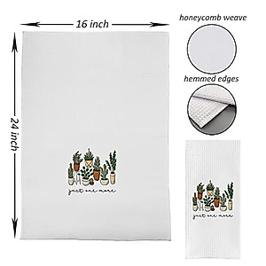 DOTAIN Botanical Boho Just One More Plant Waffle Weave Dish Kitchen Hand Towel Cloth,Funny Botanical Plant Themed Cleaning Dishcloth(24x16inch),Gifts for Plant Lover Owner Women
