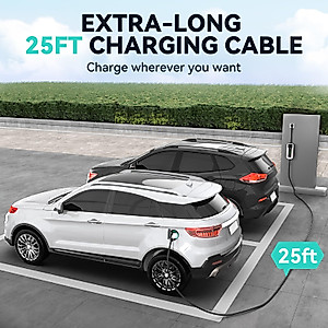 Andeman Level 2 EV Charger 32Amp,7.68KW Electric Vehicle Charger Portable 240V,SAE-J1772 and NEMA 14-50 Plug, Scheduled Charging,Adjustable Current,Smart APP, 25 FT Cable for EV and Hybrid Vehicles