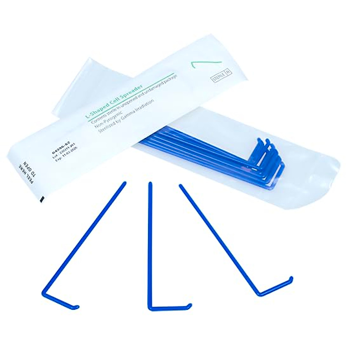 Argos C4050 Polypropylene Sterile Disposable Blue L-Shaped Cell Spreaders (Case of 500)