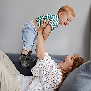 SPTRAMLE Boys Socks, Ankle Crew Socks for Toddler Kids Boys Girls(5-7 Years Old), 12 Pairs Athletic Half Cushion Ankle Socks Set