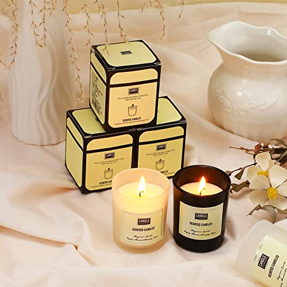 MTLEE 24 Pcs Candles for Home Scented Candles Gift Set for Women Bulk 8 Long Lasting Aromatherapy Jar Candle Soy Wax Candles for Teacher Birthday Thanksgiving Anniversary (Fresh Scent, Elegant Style)