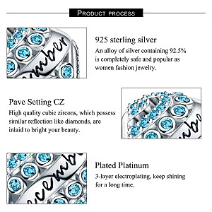 DEcember Birthstone Charms for Charms Bracelet 925 Sterling Silver Bead Openwork Charms, Happy Birthday Charms for Pandora Bracelet and Necklace