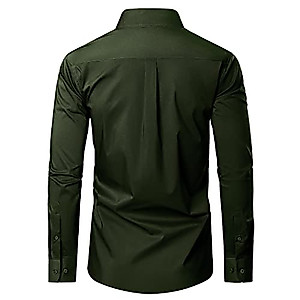 Lion Nardo Dress Shirts for Men Long Sleeve Mens Dress Shirts Regular Fit Casual Button Down Shirts Cotton Dress Shirts Army Green