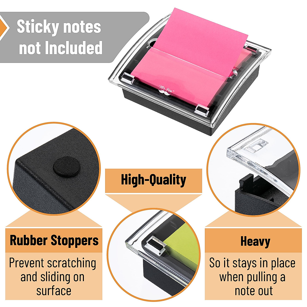 Mr. Pen- Pop Up Note Dispenser, 3"x 3", Black, Sticky Note Dispenser, Sticky Note Holder for Desk, Self-Stick Note Pad Holders, Sticky Note Pad Holder, Sticky Notes Holder for Desk