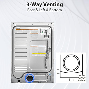 Smad 27'' Front Load Gas Dryer 8.0 Cu.Ft. with Steam & Wrinkle Care, Vented Dryer, White