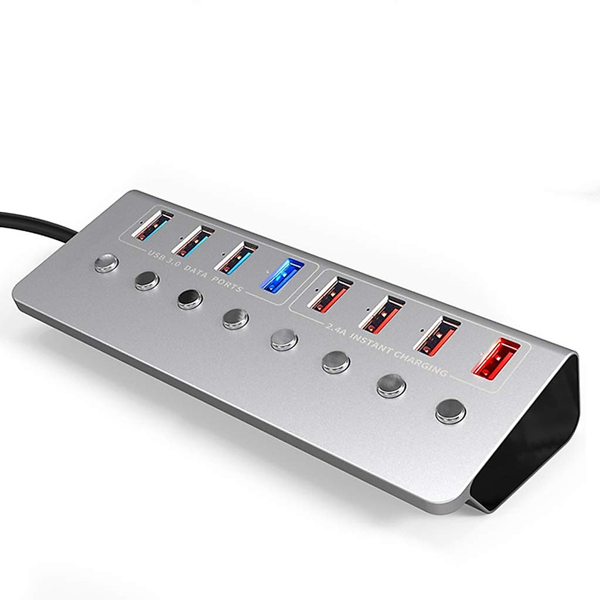 WJCCY Aluminum Alloy 8-Port USB3.0 Splitter 4 Port Laptop Extended USB HUB 4 Port Fast Charging Adapter External 12V 4A Power Supply