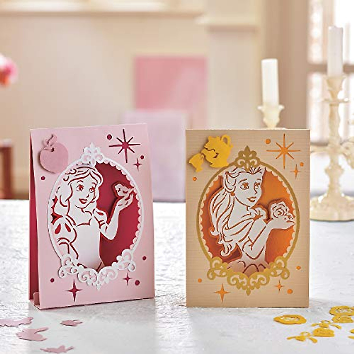 Brother ScanNCut Disney Snow White and Belle Paper Craft Collection CADSNP06, Includes 30 Intricate Designs for Shadowboxes, Pop-Up Cards, Rhinestone Templates and More