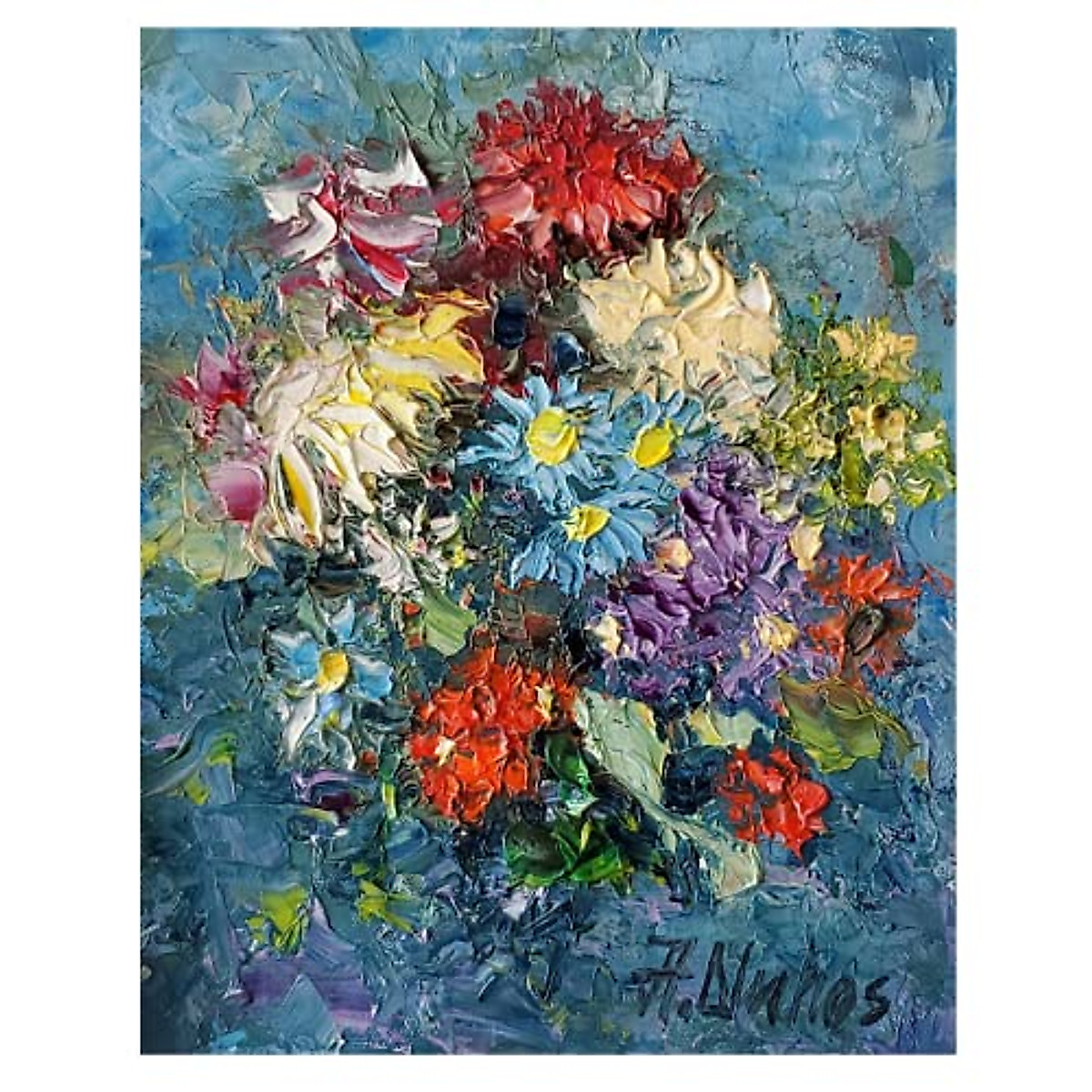 The Rain Grows Them, Flower Still Life Limited Edition Embellished Canvas Print, Signed and Numbered Print by Andre Dluhos