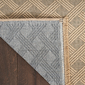 Nourison Washable Jute Geometric Natural 2' x 4' Area -Rug, Easy -Cleaning, Non Shedding, Bed Room, Living Room, Dining Room, Kitchen (2x4)