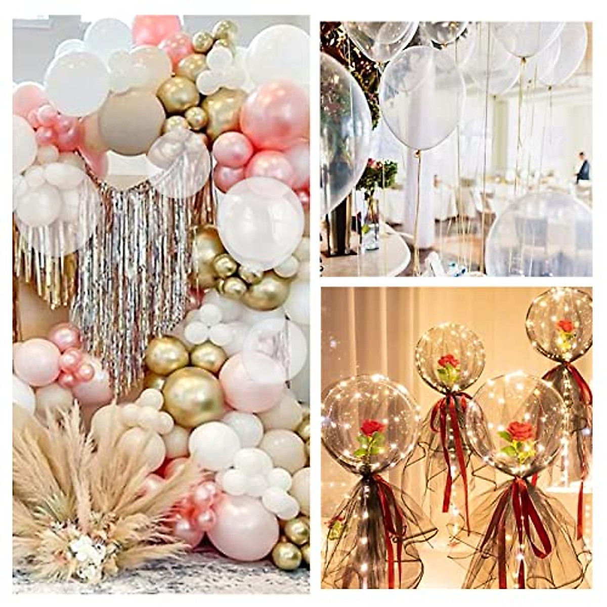 Clear Latex Balloons 12 Inch, Transparent balloons Pack of 100, Party Balloons for Baby Shower, Helium Balloons Clear for Birthday wedding-clear