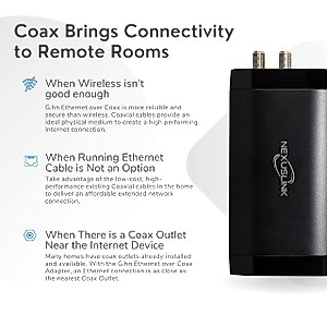 Nexuslink G.hn Ethernet Over Coax Adapter | 2000 Mbps, Fast and Secure Network Performance, Online Gaming and Streaming in Hard-to-Reach Locations, 2 Units (GCA-2000-KIT)