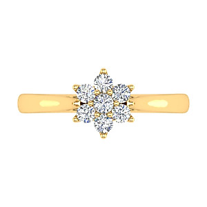 FINEROCK 1/4 Carat Flower Shaped Cluster Prong Set Diamond Ring Band in 10K Yellow Gold - IGI (Ring Size 5.5)