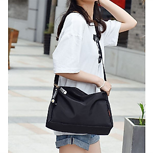 Tonriya nylon crossbody straps bags travel purses for women shoulder bags. (Black)