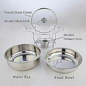 Chafing Dish Set, Stainless Steel Food Warmer with Water/Food Pans and Fuel Holders, Chafing Buffet Server Warming Tray for Kitchen Caterings Banquet Parties