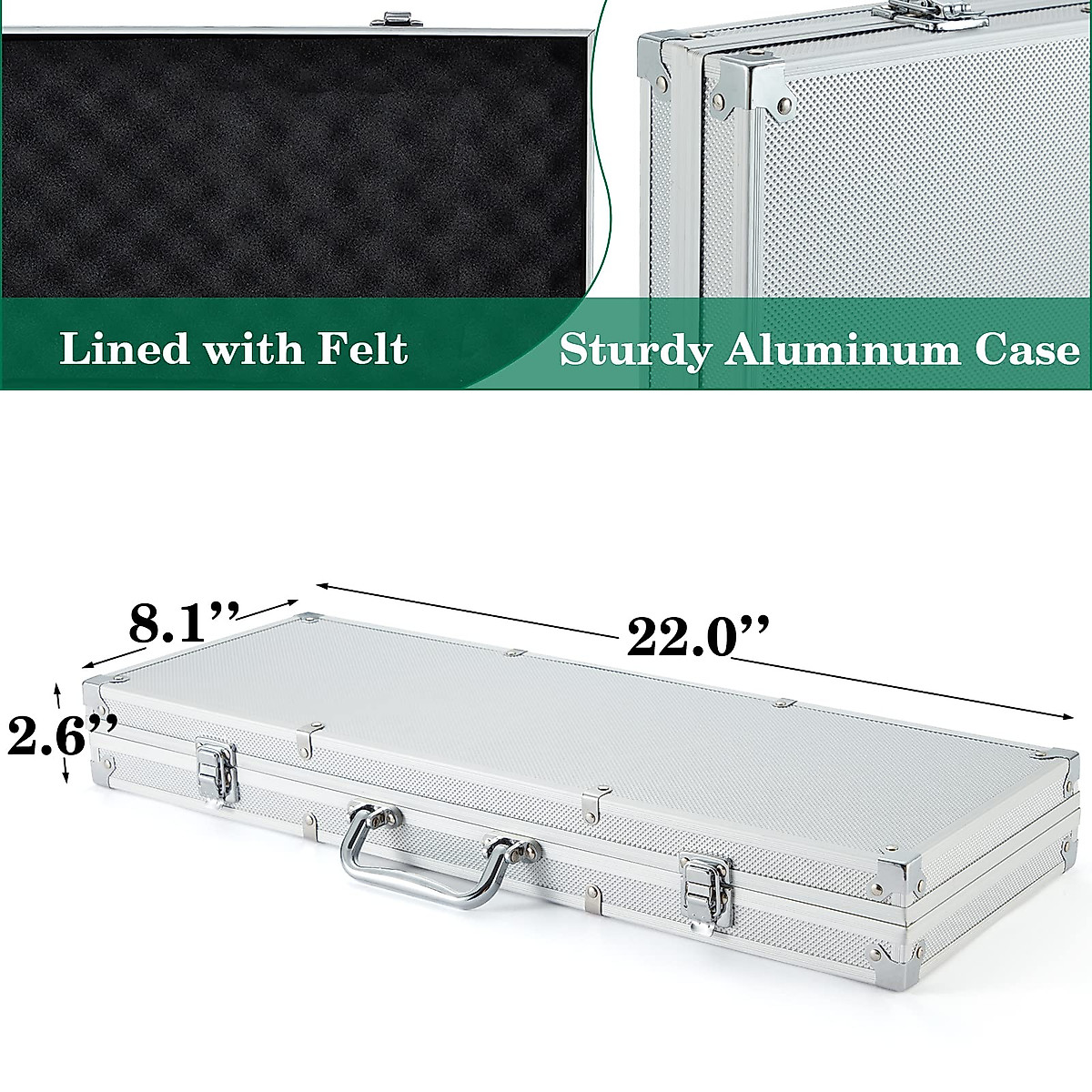 ECOTOUGE Poker Chip Set 500 with Case, Poker Set with 11.5 Gram Chips, Cards, Dices, Buttons and Aluminum Case for Texas Holdem Blackjack Gambling, Home Game with Family and Friends, White