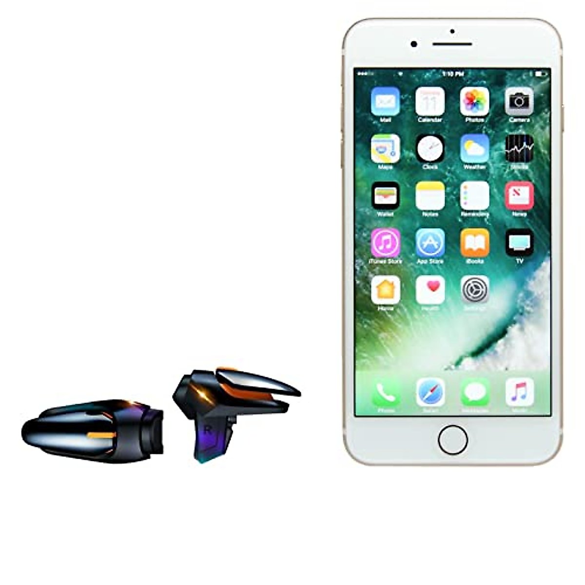 BoxWave Gaming Gear Compatible With Apple iPhone 7 Plus - Touchscreen QuickTrigger Auto, Trigger Buttons Autofire Gaming Mobile FPS - Jet Black