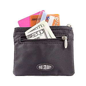 Big Skinny Money Penny Coin Slim Leather Wallet, Holds Up to 13 Cards,Lightweight, Black