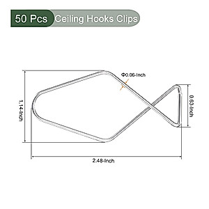 YOKIVE 50 Pcs Ceiling Hooks Clips, Stainless Steel Drop Hangers Hanging DIY Crafts Decoration, Great for Home, Office, Store (Silver, 2.48x1.14x0.63-Inch)