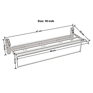 Reftol 18" Stainless Steel Towel Rack for Bathroom Towel Stand with Hook Bathroom Accessories, Best for Kitchen, Bathroom, Living Room, Storage Organizer, Kids Room