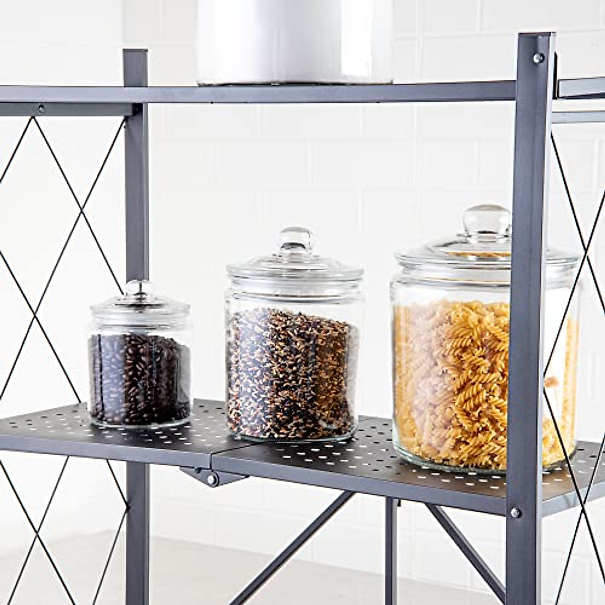 Restaurantware Vetri 0.5 Gallon Glass Storage Jar 1 Dishwashable Glass Cookie Jar - Airtight Seal Wide Opening Clear Glass Candy Jar Knob Handle Lid For Kitchen Laundry Or Storage