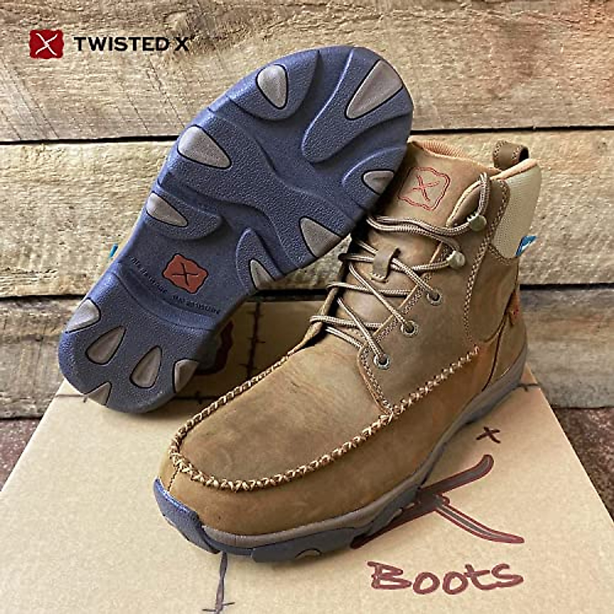 Twisted X Men's 6" Hiking Boot - Work Hiker Boots Crafted with Full-Grain Leather Upper, Three-Quarter Length Composite Insole, Compression EVA Midsole, and Rubber Outsole, Distressed Saddle, 9.5(M)