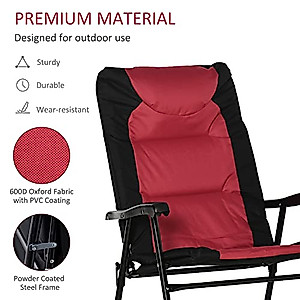 Outsunny 2 Piece Outdoor Rocking Chair Set, Patio Furniture Set with Folding Design, Armrests for Porch, Camping, Balcony, Red