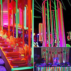 Neon Streamers Glow in The Dark Crepe Paper, Blacklight UV Reactive Fluorescent Streamers for Neon Party