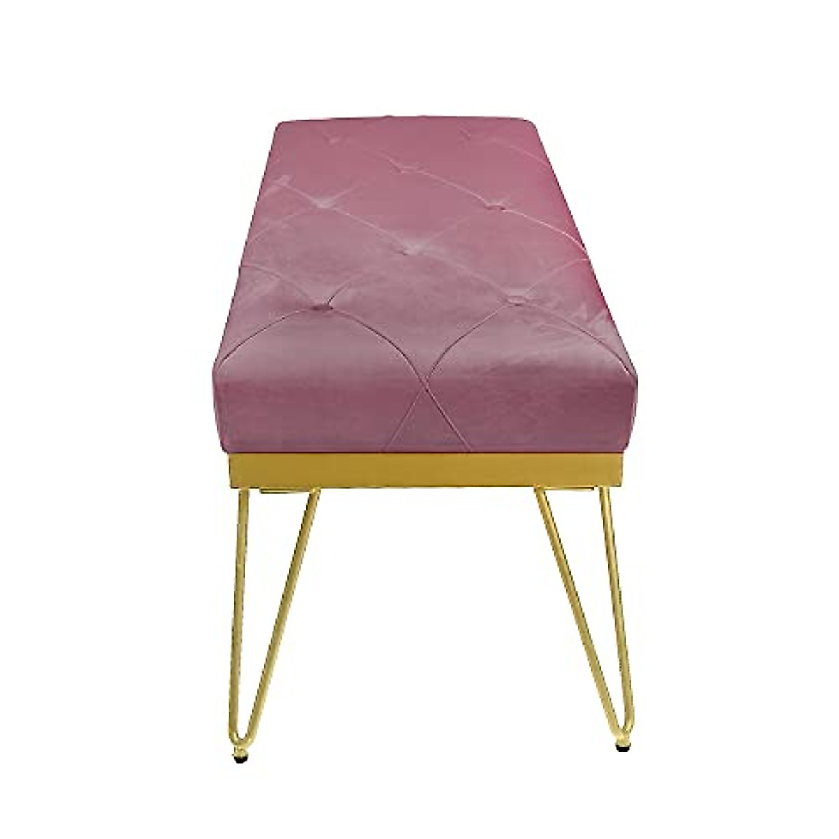 GIA Home Furniture Series Bench with Brushed Pink Velvet Seat and Metal Frame, Gold
