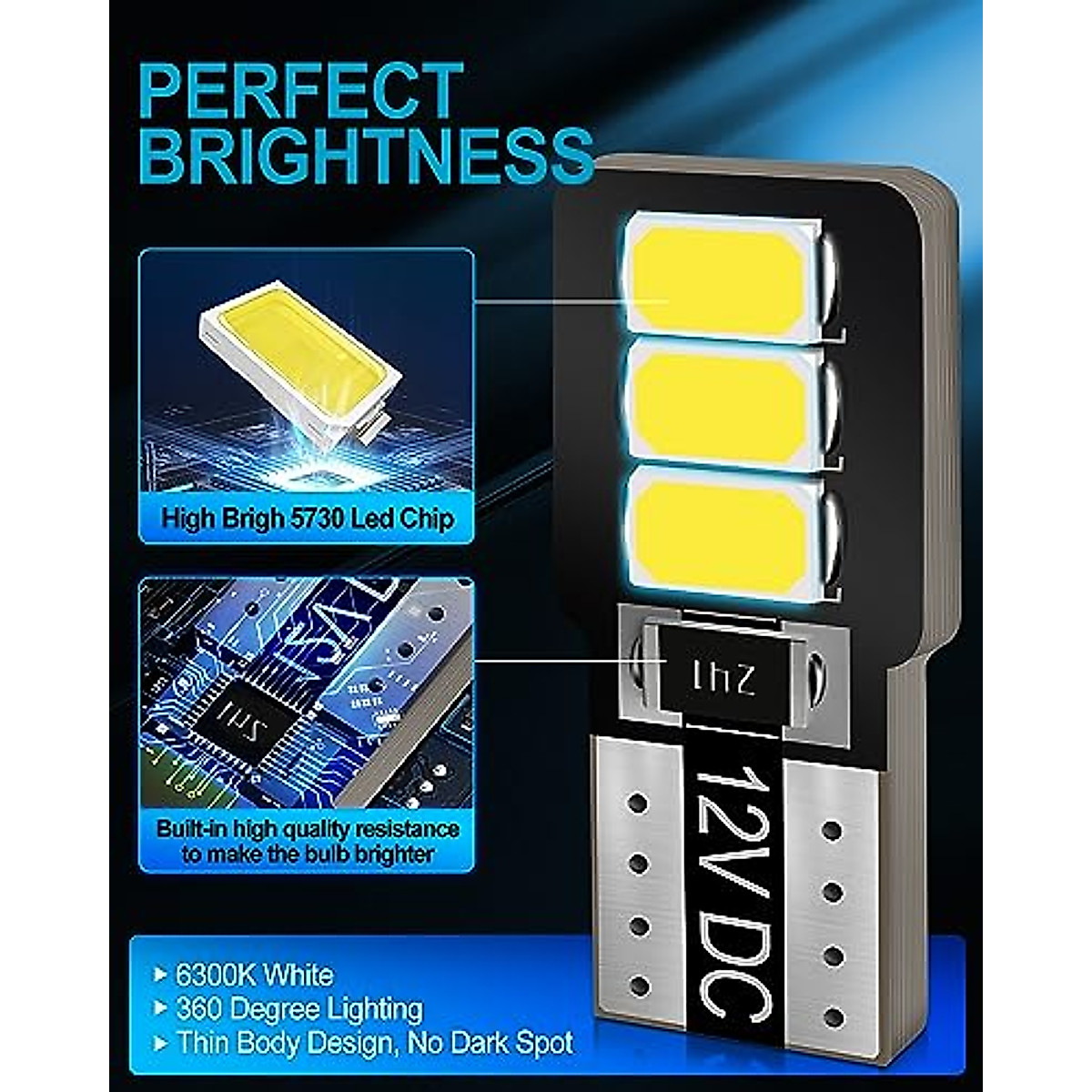 Yorkim 20PCS 194 LED Bulb White, MIZI SIZE 168 Led Bulb T10 Led Bulb Replacement for Car Interior Map Dome Door Lights Courtesy Trunk License Plate Lights Side Marker Lights, Pack of 20, 6300K