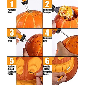 Upgraded 12 PCS Pumpkin Carving Kit Tools for Kids & Adults with Carrying Case, Heavy Duty Safe Stainless Steel Pumpkin Carving Knife knives Carver Set Professional for Halloween Decorations