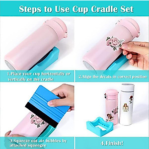 Silicone Cup Cradle for Tumblers with Built-in Slot and Felt Edge Squeegee, Tumbler Holder for Crafts Anti-Skidding Display Tumbler Stand, Small Cup Cradle Use to Apply Vinyl Decals