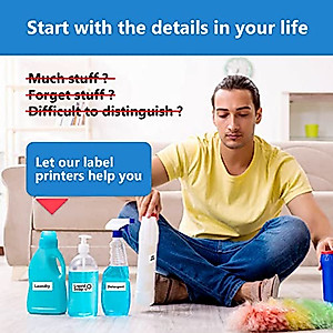 Label Maker Machine with Tape, Portable Bluetooth Label Printer with Tape Mini Model, Multiple Templates for Smartphone, Office-Home-USB Rechargeable (Product+1 roll of Stickers)