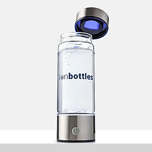 ionBottles® - Original Rechargeable Portable Glass Hydrogen Water Generator Bottle with PEM and SPE Technology for a Perfectly Balanced pH Released Hydrogen Water Ionizer