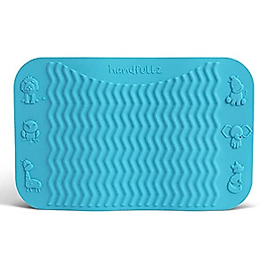 Handfullz Silicone Placemats Baby Food Table/High Chair Mat for Baby Feeding - Raised Wave Design for Easy Food Pickup and Motor Skills - Dishwasher Safe and BPA-Free - Single Blue