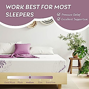 Dyonery Lavender Twin Memory Foam Mattress 6 Inch, Bed in a Box, CertiPUR-US Certified, AeroFusion Memory Foam, Made in USA, Medium, 38”x75”x6”, Purple