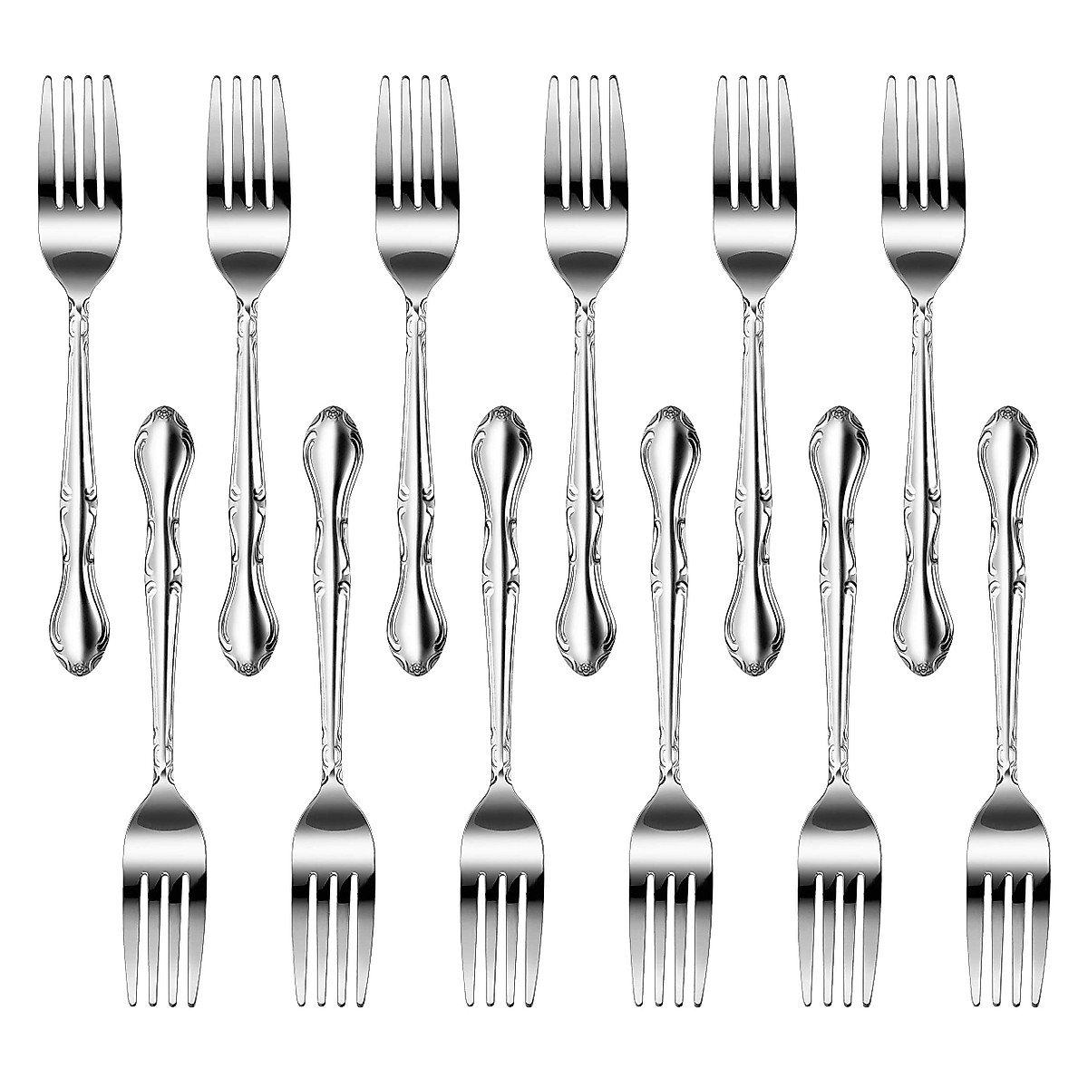 New Star Foodservice 58642 Rose Pattern, 18/0 Stainless Steel, Dinner Fork, 7.2-Inch, Set of 12