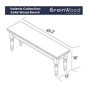 Grain Wood Furniture Valerie Solid Wood Bench, Driftwood