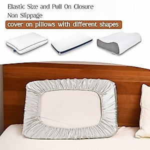 Yanideer Satin Pillowcase for Hair & Skin Travel Elastic Band Cooling Satin Pillowcases - Satin Pillow Case Cover Pillow Cases Standard Size Queen, Grey