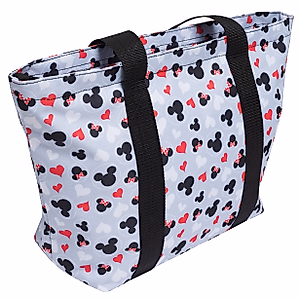 Disney Tote Mickey & Minnie Mouse Icon Print Zipper Travel Bag (Grey)