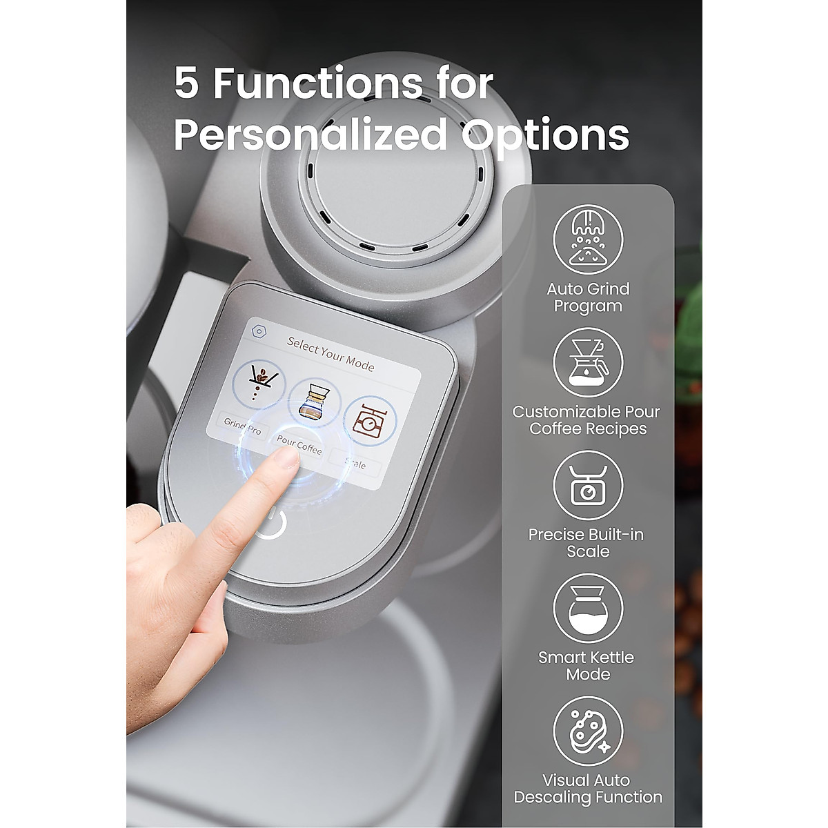 Gevi Professional Barista Coffee Machine | Smart Pour-over Drip Coffee Maker | Programmable Brew & Spin Speed | 51 Precise Grind Settings | Custom Recipes | Fast Heating Brewer for Home and Commercial