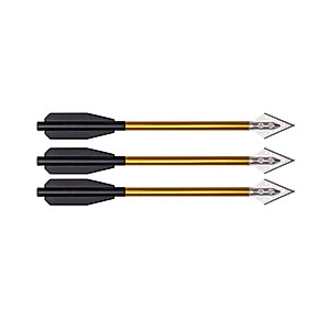 Bow and arrow college Mini Crossbow Bolts Miniature Crossbows Arrows Gold Aluminum Body with Screw Tip Broadhead(Pack of 3)