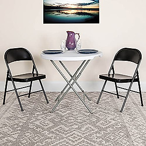 Flash Furniture 4 Pack HERCULES Series Double Braced Black Metal Folding Chair