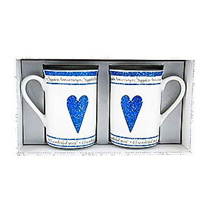 Beautifully Designed 45th Sapphire Wedding Anniversary Set of Ceramic Mugs with Hearts | Dishwasher and Microwave Safe with Decorative Keepsake Box