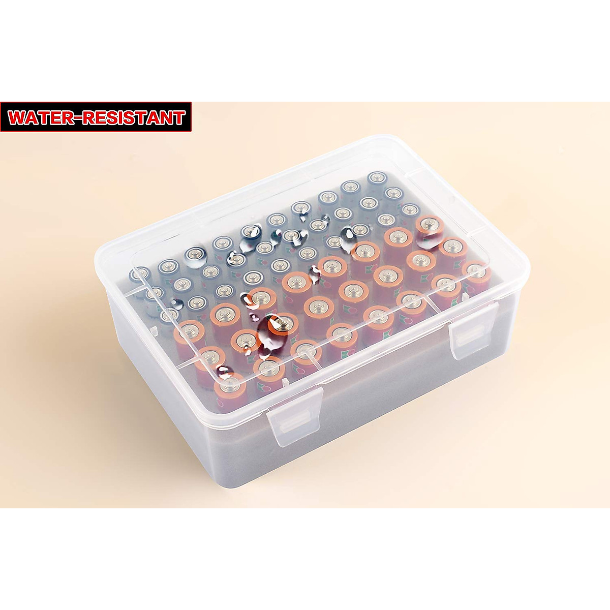 Battery Organizer Storage Box, Garage Case Holder for 24* AA, 30* AAA Batteries (Bag Not Include Batteries Pack)-White