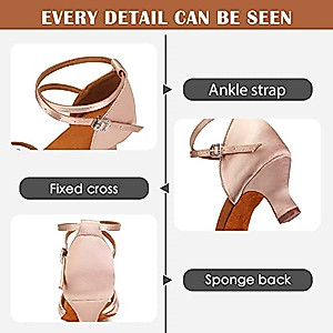 VCIXXVCE Women's Ballroom Latin Dance Shoes Silk Satin Open Toe Tango Salsa Dance Heels Professional Practice Performance Dancing Shoes 2 inch heel,5 US