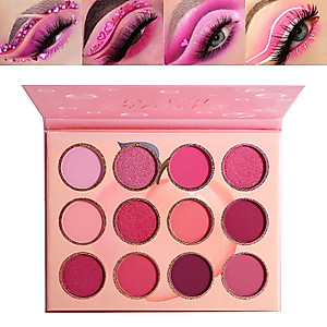 BEUSELF DE'LANCI Pink Eyeshadow Palette,12 Colors Peach Matte & Shimmer High Pigmented Mini Makeup Eyeshadow Pallet,Warm Natural Blendable Long-Lasting Waterproof Small Pallets Eyeshadow