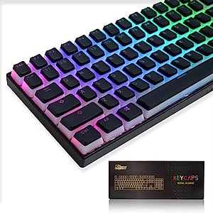 RK ROYAL KLUDGE 112 Double Shot PBT Pudding Keycaps, OEM Profile ANSI ISO Layout Keycap Set with Translucent Layer for Mechanical Keyboard, Black